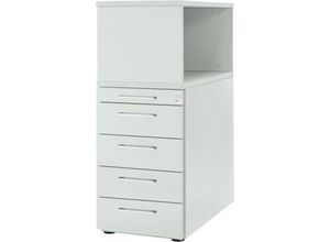 4250510836972 - Genius Standcontainer mit Aufsatzregal abschließbar eckiger Griff lichtgrau