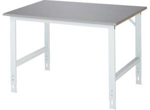 4040376415844 - Rau Arbeitstisch Tom manuell höhenverstellbar 25 mm MDF-Platte mit Edelstahlbelag bis 500 kg B 1250 x T 1000 x H 760-1080 mm silber lichtgrau