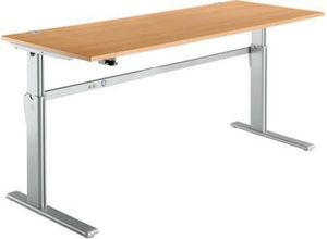 4250510871027 - Schreibtisch Standard elektrisch höhenverstellbar Rechteck C-Fuß B 1800 x T 800 x H 725-1185 mm Buche weißaluminium RAL 9006