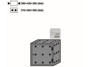 4250101138157 - Lagerbox für asecos Sicherheitsschränke der Q30 Q90 und S90 Serie Stahlblech lichtgrau B 380 x T 420 x H 360 mm Türanschlag rechts