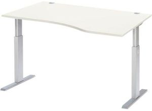 4250510855393 - Select Schreibtisch ERGO-T elektrisch höhenverstellbar Freiform Ansatz rechts T-Fuß B 1800 x H 725-1185 mm weiß weißalu