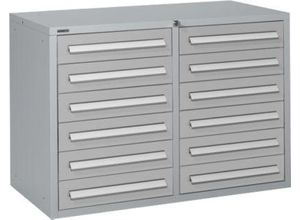 4051273033239 - Select Schubladenschrank SF 120 12 Schübe mit Etikettenschildern abschließbar B 1055 x T 500 x H 723 mm weißaluminium RAL 9006 weißaluminium RAL 9006
