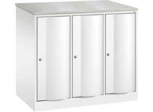 4064615387174 - Garderobenschrank Resisto 3 Abteile 3 Fächer B 1148 x T 640 x H 1077 mm Verkehrsweiß