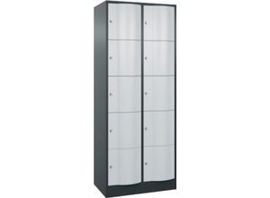 4066681234390 - Schließfachschrank Resisto 2 Abteile 10 Fächer B 772 x T 540 x H 1950 mm Anthrazitgrau Lichtgrau
