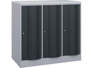 4068427609240 - Garderobenschrank Resisto 3 Abteile 3 Fächer B 1148 x T 640 x H 1077 mm Weißalu Anthrazitgrau