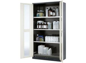 4054923055742 - Chemikalienschrank Asecos CS-CLASSIC-G Flügeltür m Glasauschnitt 3 Böden 1055x520x1950 mm reinweiß