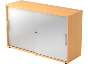 4032062024942 - Schiebetürenschrank je 1 Fachboden 1 Trennwand HxBxT 748 x 1200 x 400 mm Buche-Dekor   alusilber kaiserkraft