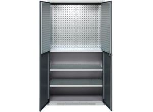 4051273792983 - Genius Materialschrank FS 5 OH abschließbar Lochrasterwände 3 Fachböden bis 450 kg B 1055 x T 520 x H 1950 mm weißalu anthrazitgrau