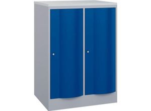 4068427609196 - Garderobenschrank Resisto 2 Abteile 2 Fächer B 772 x T 640 x H 1077 mm Weißalu Enzianblau