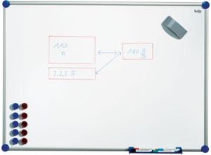 4002390033541 - Whiteboard 2000 MAULpro weiß kunststoffbeschichtet magnethaftend Rahmen silber B 1200 x H 900 mm + 15-teiliges Zubehör-Set