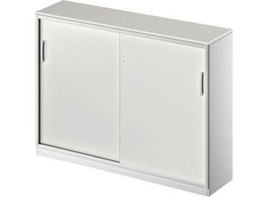 4051273729040 - Genius Schiebetürenschrank TETRIS SOLID 3 OH 2 Fachböden B 1600 mm 19 mm Abdeckplatte lichtgrau weißalu