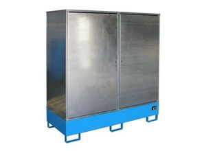 4052462026414 - Gefahrstoffschrank BAUER GS-2 Stahlblech unterfahrbar für 2 x 200 l Fässer B 1680 x T 690 x H 1780 mm blau