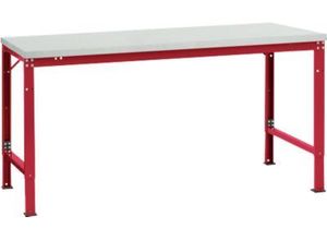 4045916140293 - AU70973003 Arbeits-Grundtisch UNIVERSAL Spezial mit Kunststoffplatte BxTxH = 1750x1000x722-1022 mm Rubin-Rot