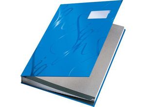 4002432399079 - Unterschriftenmappe Design 5745 A4 Kunststoff blau mit Einsteckschild 18 Fächer 4002432399079 Leitz