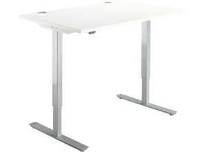 4250510859063 - Schäfer Shop Select Schreibtisch Start Off elektrisch höhenverstellbar Rechteck T-Fuß B 1200 x T 800 x H 755-1255 mm weiß weißaluminium