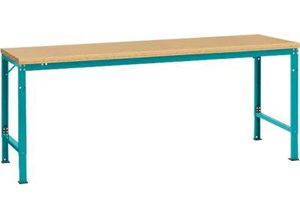 4045916147179 - AU71255021 Arbeits-Grundtisch UNIVERSAL Spezial mit Multiplexplatte BxTxH = 2000 x 1000 x 722-1022 mm Wasserblau