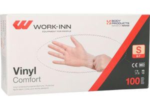 4250478402189 - Einmalhandschuhe WORK-INN Comfort Vinyl puderfrei latexfrei transparent Größe S 100 Stück