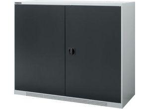 4051273790712 - Genius Flügeltürschrank FS Stahl mit Belüftungslöchern B 1343 x T 420 x H 1105 mm 3 OH weißaluminium anthrazitgrau bis 450 kg