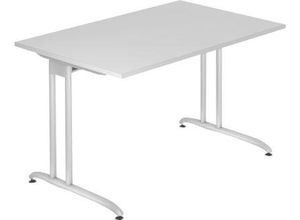 4032062002773 - HAMMERBACHER BS12 Schreibtisch lichtgrau rechteckig C-Fuß-Gestell silber 1200 x 800 cm