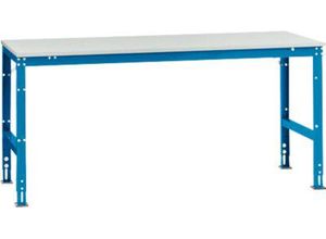 4045916070859 - AU41215012 Arbeits-Grundtisch UNIVERSAL Standard mit Melaminplatte BxTxH = 2000 x 1000 x 760-870 mm Licht-Blau (RAL 5012)