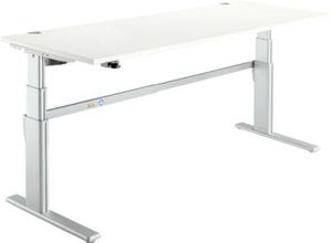 4250510872390 - Schreibtisch Komfort elektrisch höhenverstellbar Rechteck C-Fuß B 1800 x T 800 x H 655-1305 mm weiß weißaluminium RAL 9006