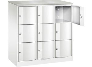 4064615392611 - Schließfachschrank Resisto 3 Abteile 9 Fächer B 1148 x T 540 x H 1255 mm Verkehrsweiß Verkehrsweiß