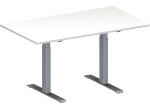 4251898815238 - Genius Konferenztisch MODENA FLEX Rechteck T-Fuß Rechteckrohr B 1400 x T 800 x H 650-850 mm weiß weißaluminium RAL 9006