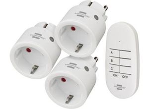 4007123674176 - Brennenstuhl Comfort-Line Funkschalt-Set MINI 3+1 3 Funksteckdosen 1 Handsender bis 2300 W 25 m Reichweite für den Innenbereich erhöhter Berührungsschutz B 148 x H 100 mm weiß inkl Batterien