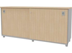 8029466046522 - Schiebetürenschrank ARLON OFFICE 2 Fächer abschließbar Muschelgriffe B 1600 x T 450 x H 730 mm Eiche-Dekor