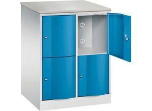 4064615388485 - Schließfachschrank Resisto 2 Abteile 4 Fächer B 772 x T 640 x H 1077 mm Lichtgrau Lichtblau