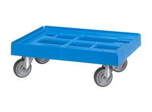 4260316448323 - Pure Transportroller Euronorm bis 300 kg mit Stapelrand Lenkrollen L 610 x B 410 mm HDPE & TPU lichtblau RAL 5012