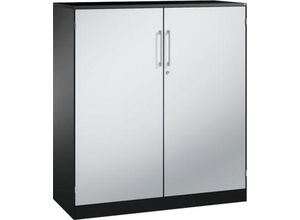 4060061145849 - Flügeltürenschrank ASISTO Höhe 1292 mm Breite 1200 mm 2 Fachböden schwarzgrau weißaluminium C+P