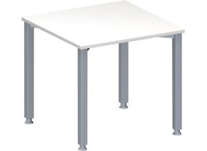 4251898814484 - Genius Konferenztisch MODENA FLEX Quadrat 4-Fuß Quadratrohr B 800 x T 800 x H 720-840 mm weiß weißaluminium RAL 9006