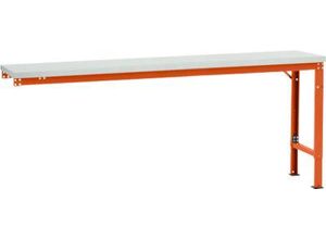 4045916151213 - AU81112001 Arbeits-Anbautisch UNIVERSAL Spezial mit Melaminplatte BxTxH = 2000 x 800 x 722-1022 mm Rotorange (RAL 2001)