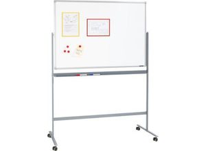 4250510930199 - Select Mobiles Whiteboard um 360° drehbare Tafel weiß lackiert Ablageschale 4 Lenkrollen B 1200 x H 900 mm