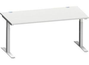 4250510875049 - Genius Schreibtisch MODENA FLEX Rechteck T-Fuß Rechteckrohr B 1600 x T 800 x H 650-850 mm lichtgrau weißalu