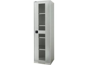 4051273793577 - Genius Flügeltürenschrank FS Stahl Sichtfenster Lüftungslöcher B 545 x T 620 x H 1950 mm 5 OH Lichtgrau Lichtgrau bis 250 kg