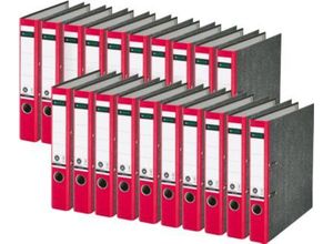 4002432489763 - Ordner LEITZ®1050 DIN A4 Rückenbreite 52 mm Griffloch geklebtes Rückenschild klimaneutral Hartpappe 20 Stück rot