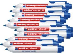 4004764869602 - edding retract 11 Permanentmarker ohne Kappe mit Druckmechanik 10 Stück blau