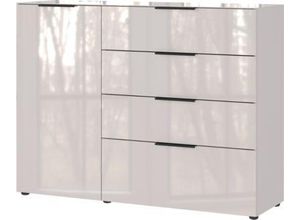 4005949370036 - Sideboard mit 4 Schubladen und 1 Tür Glasfront- und auflage B 1340 x T 420 x H 1020 mm Kaschmir