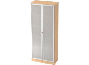 4032062026397 - Aktenschrank mit Glastüren ULM 5 OH B 800 x T 420 x H 2004 mm Ahorn-Dekor