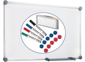 4002390036146 - Whiteboard 2000 MAULpro weiß kunststoffbeschichtet magnethaftend Rahmen platingrau B 1200 x H 900 mm + 15-teiliges Zubehör-Set