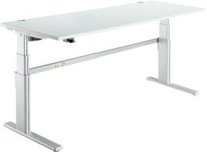 4250510871072 - Schreibtisch Komfort elektrisch höhenverstellbar Rechteck C-Fuß B 1800 x T 800 x H 655-1305 mm lichtgrau weißaluminium RAL 9006