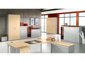 4250510826713 - Genius Querrollladenschrank TETRIS SOLID 3 OH B 1200 x T 413 x H 1170 mm mit Böden und Abdeckplatte Ahorn weißalu