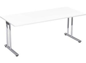 4038933482828 - Schreibtisch PALENQUE C-Fuß Rechteck B 1800 x T 800 x H 680-820 mm weiß