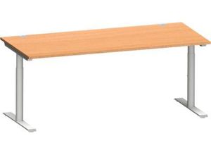 4250510874707 - Genius Schreibtisch MODENA FLEX T-Fuß-Rundrohr B 1800 x T 800 mm Buche weißalu
