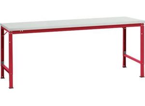 4045916140613 - AU71273003 Arbeits-Grundtisch UNIVERSAL Spezial mit Kunststoffplatte BxTxH = 2000x1000x722-1022 mm Rubin-Rot
