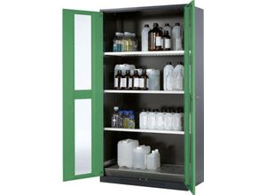 4054923055520 - Chemikalienschrank Asecos CS-CLASSIC-G Flügeltür m Glasauschnitt 3 Böden 1055x520x1950 mm resedagrün
