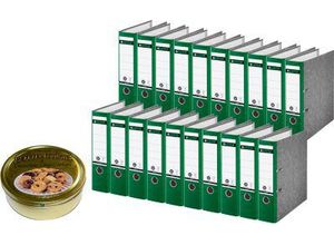 4002432489664 - LEITZ® Ordner 1080 DIN A4 Rückenbreite 80 mm Griffloch geklebtes Rückenschild klimaneutral Hartpappe 20 Stück grün
