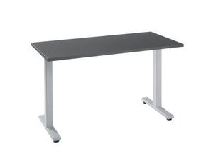 4251898813418 - Home Office Schreibtisch Start Off Rechteck T-Fuß B 1300 x T 650 x H 735 mm graphit weißaluminium